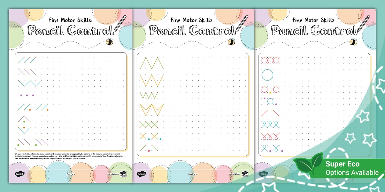 Fine Motor Skills: Pencil Control on Dotted Paper Activity Sheets (Ages ...