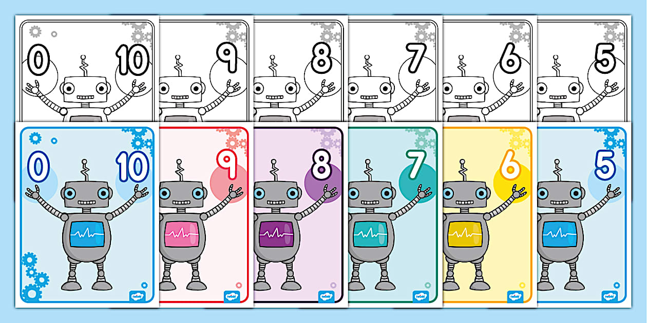 Robots Number Bonds to 10 Posters (teacher made) - Twinkl