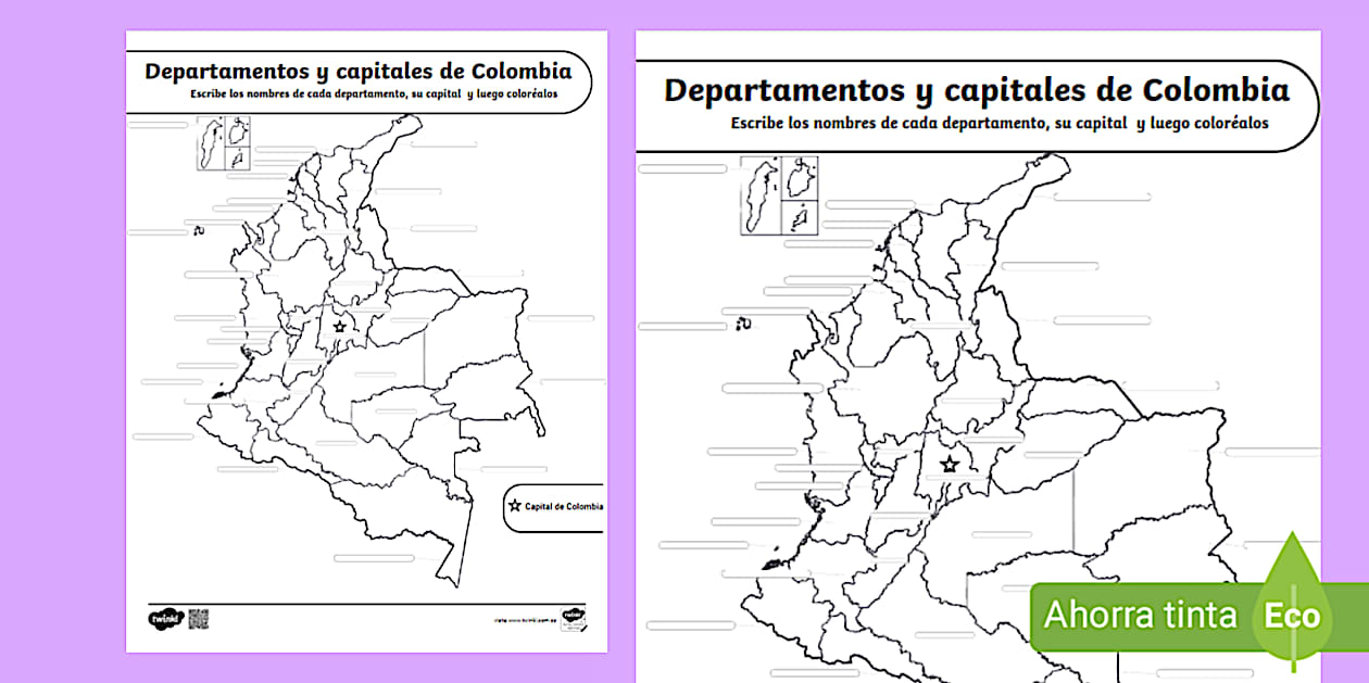 Mapa de Colombia para colorear - Twinkl Colombia - Twinkl