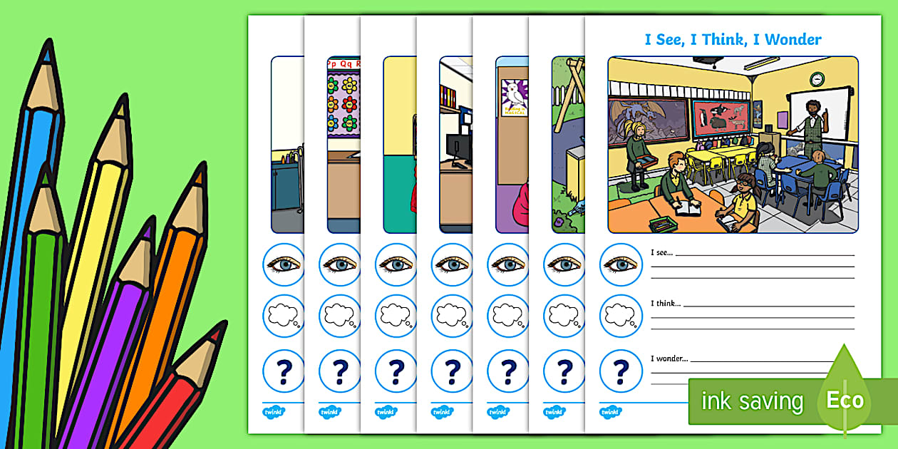 Back to School I See, I Think, I Wonder Printable Worksheets