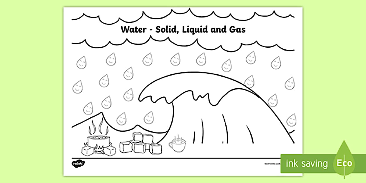 TAS Water- Solid, Liquid, Gas Colouring Page (teacher made)