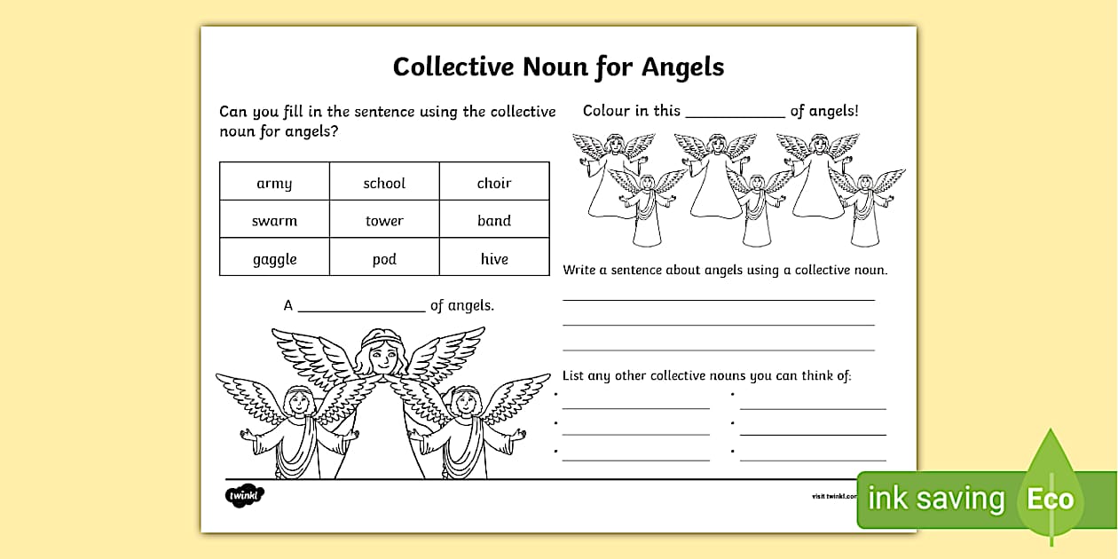 Collective Noun - Angels Worksheet (teacher made) - Twinkl