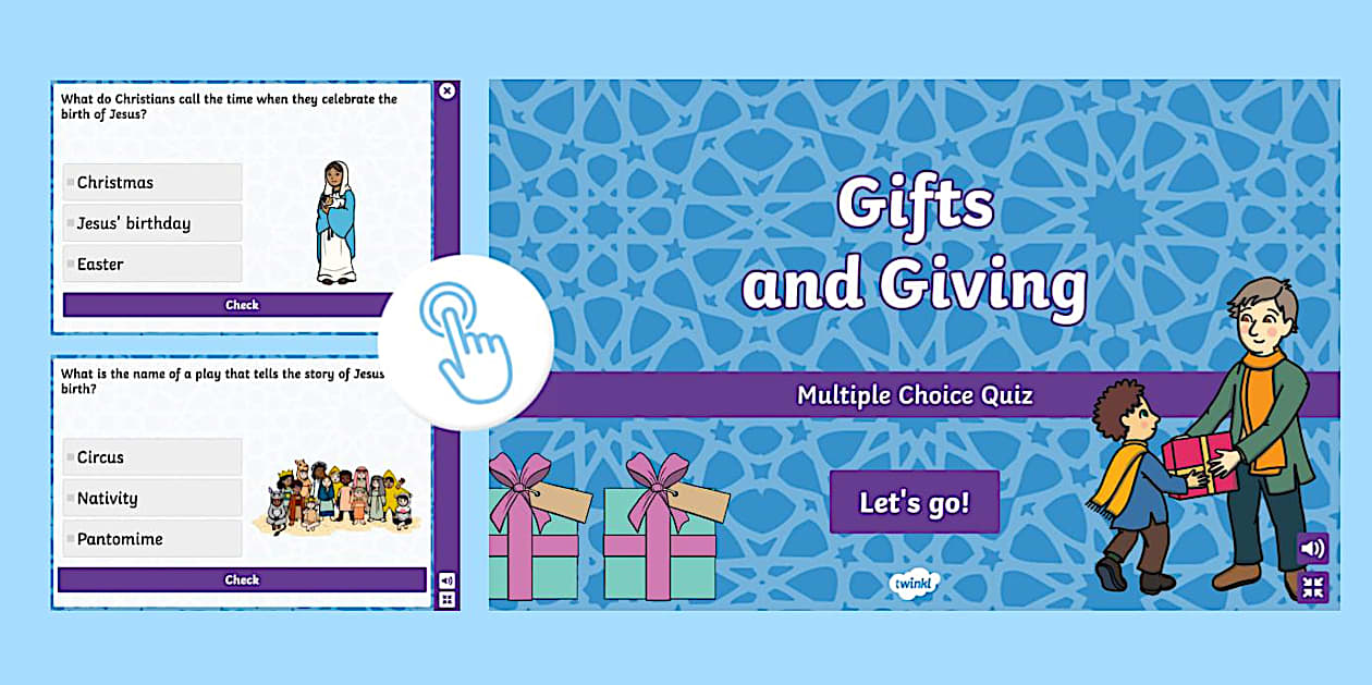 RE: Gifts and Giving: Year 1 Multiple Choice Quiz - Twinkl