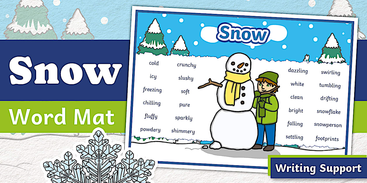 KS1 Snow Word Mat - KS1 - Twinkl