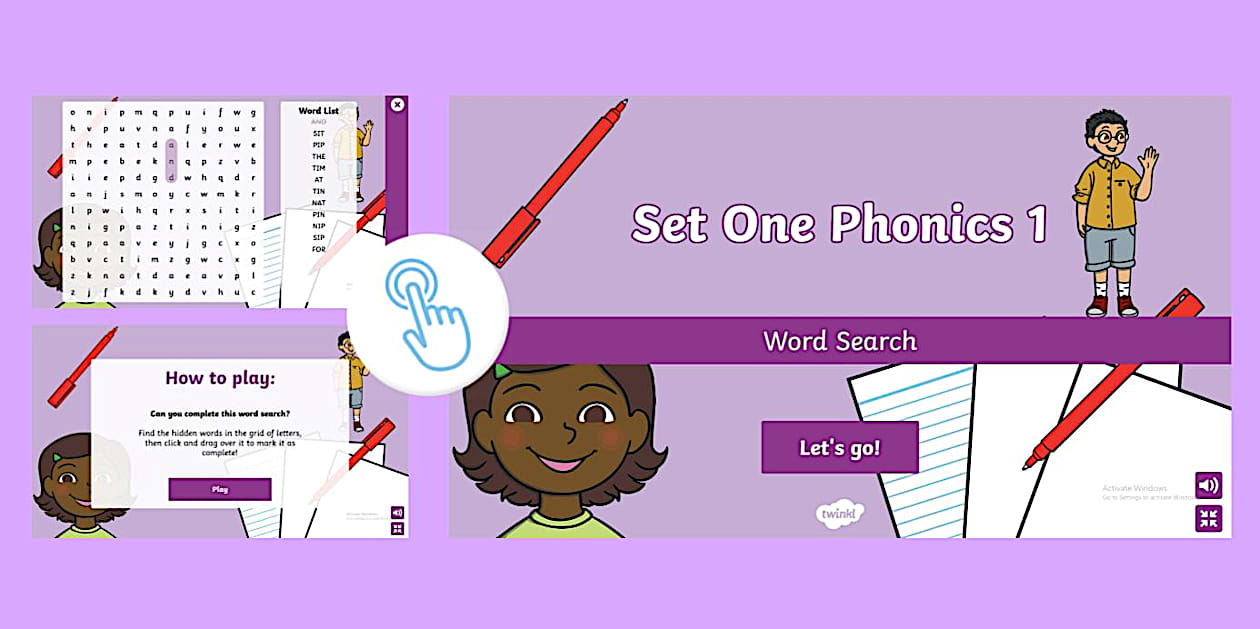 Set 1 Word Search to Support the Teaching of Phonics Plus 1