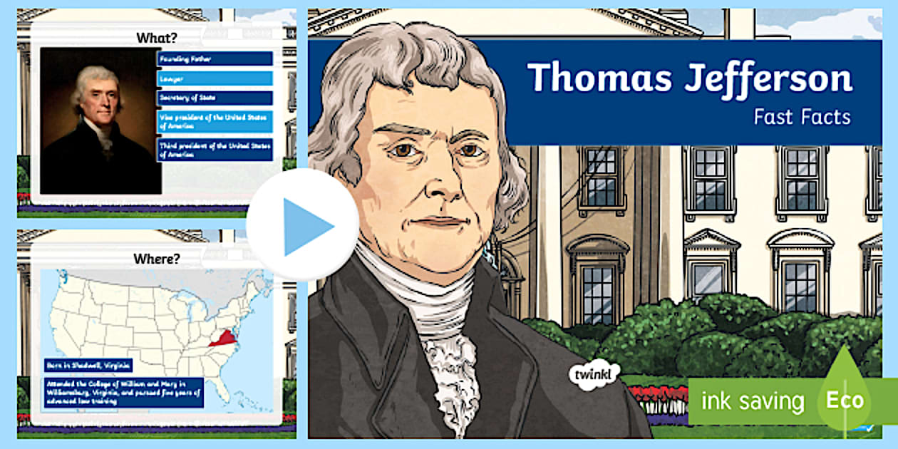 Thomas Jefferson Fast Facts PowerPoint for 3rd-5th Grade