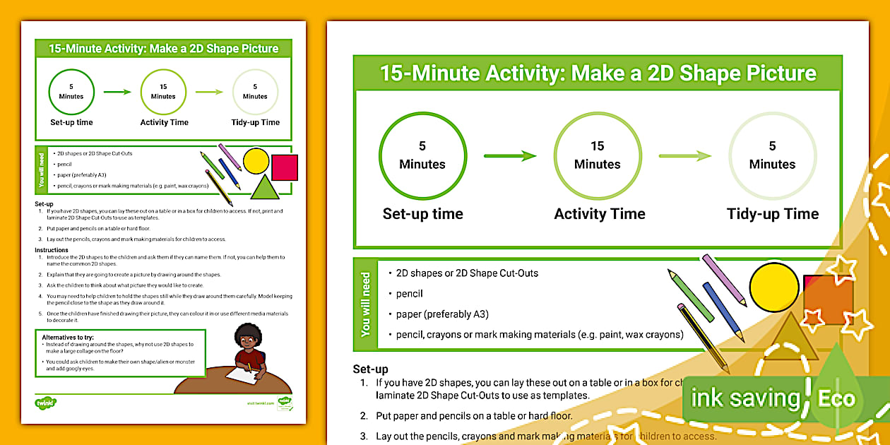15-Minute Activity: Make a 2D Shape Picture - Twinkl