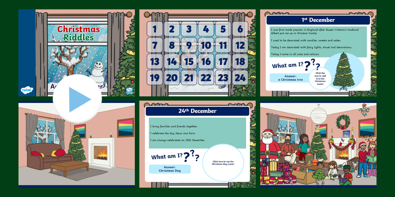 Christmas Advent Calendar PowerPoint for Kids - Twinkl