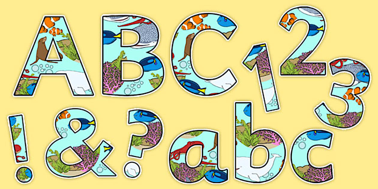 Editable Under the Sea Adventure Display Letters and Numbers Pack