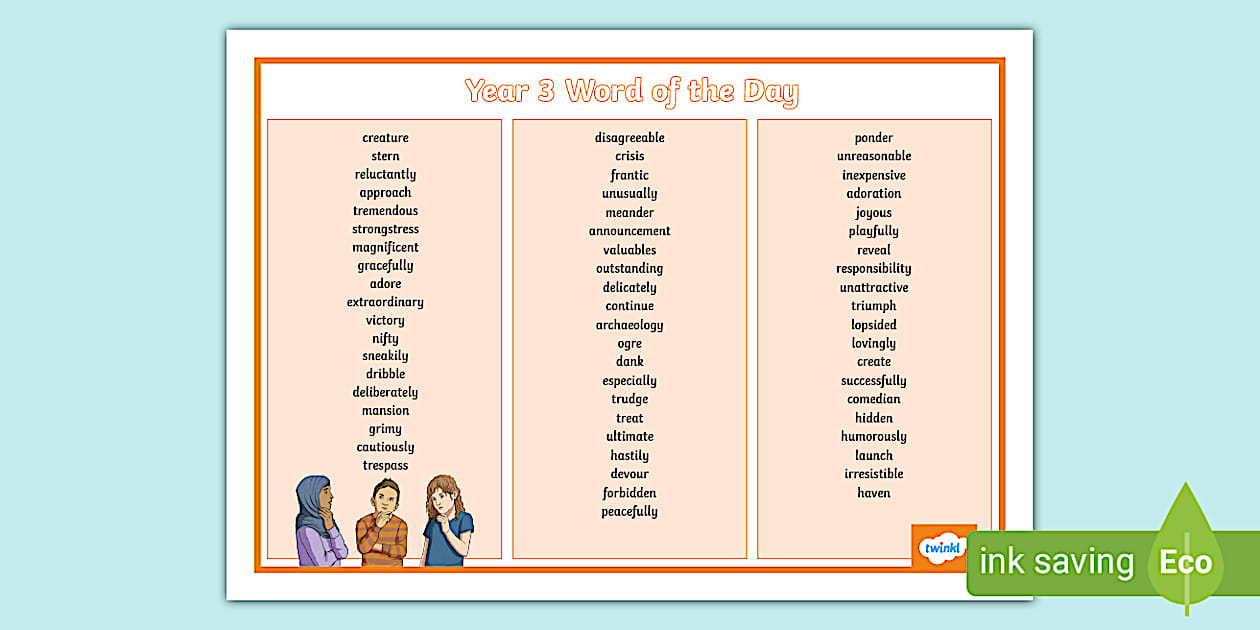 Year 3 Word of the Day Word Mat (teacher made) - Twinkl