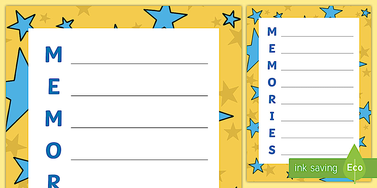 Memories Acrostic Poem - Twinkl