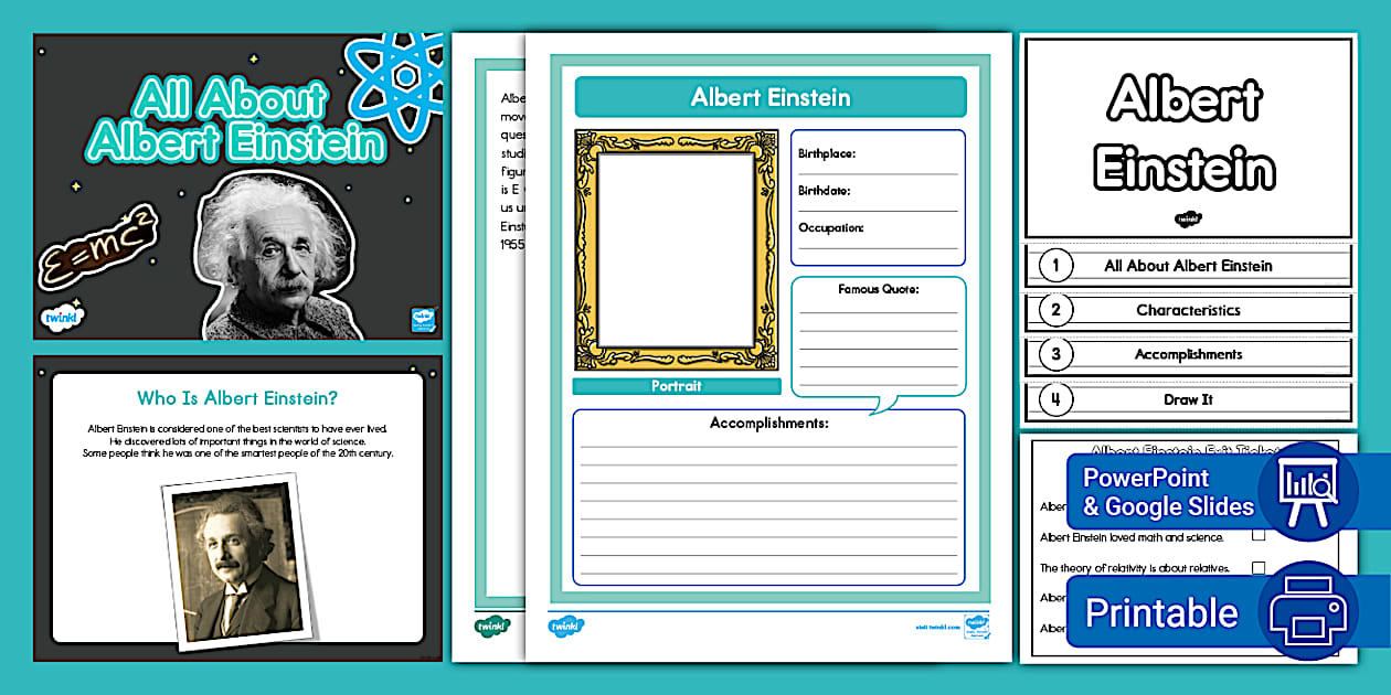 First Grade Albert Einstein Lesson Pack (teacher made)
