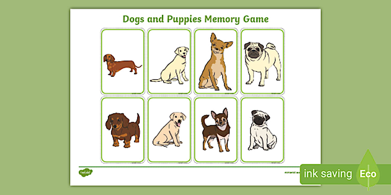 Dogs and Puppies Memory Game (teacher made) - Twinkl