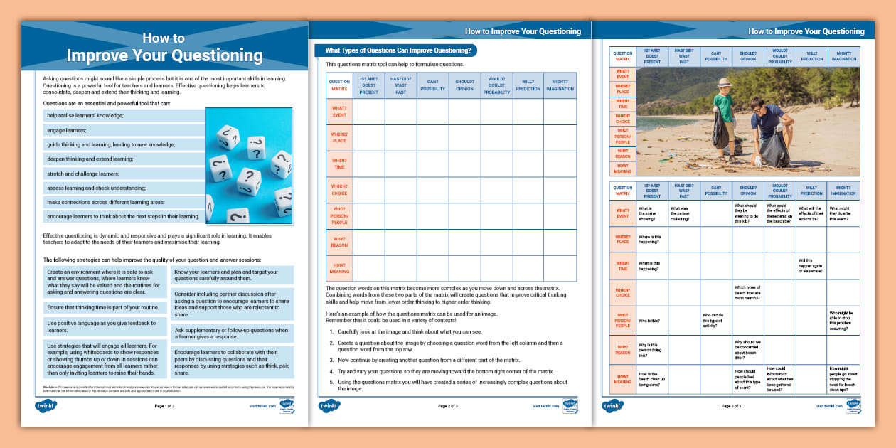 How to Improve Your Questioning (teacher made) - Twinkl