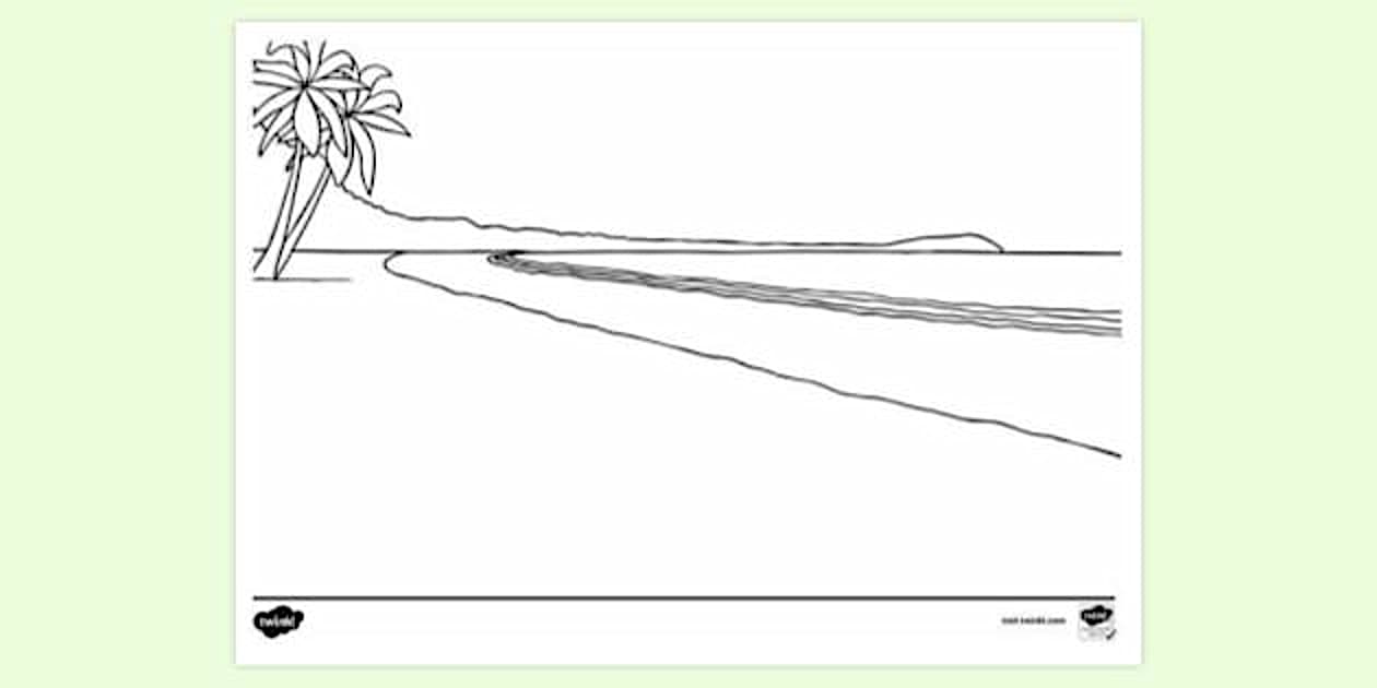 Beach Colouring Page | Colouring Sheets - Twinkl