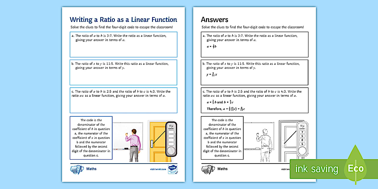 Writing a Ratio as a Linear Function Exit Ticket | Beyond