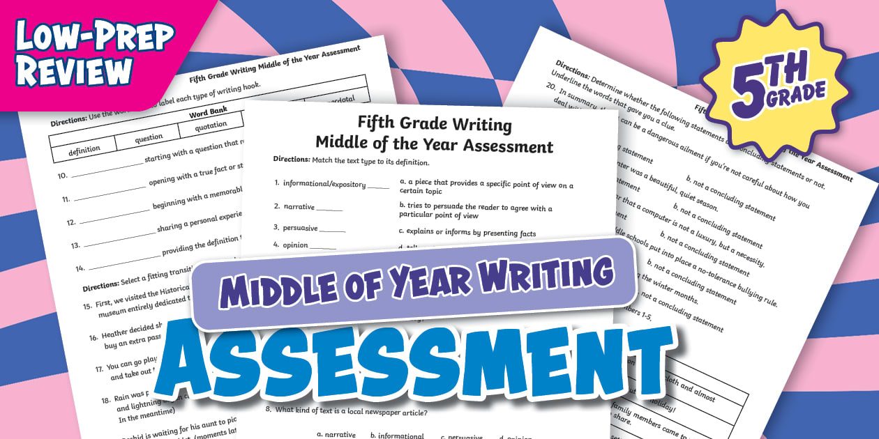 Fifth Grade Middle of the Year Writing Assessment - Twinkl