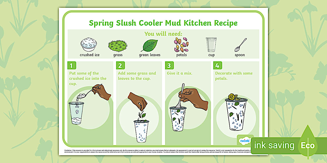 Spring Slush Cooler Mud Kitchen Prompt Card Recipe | Twinkl
