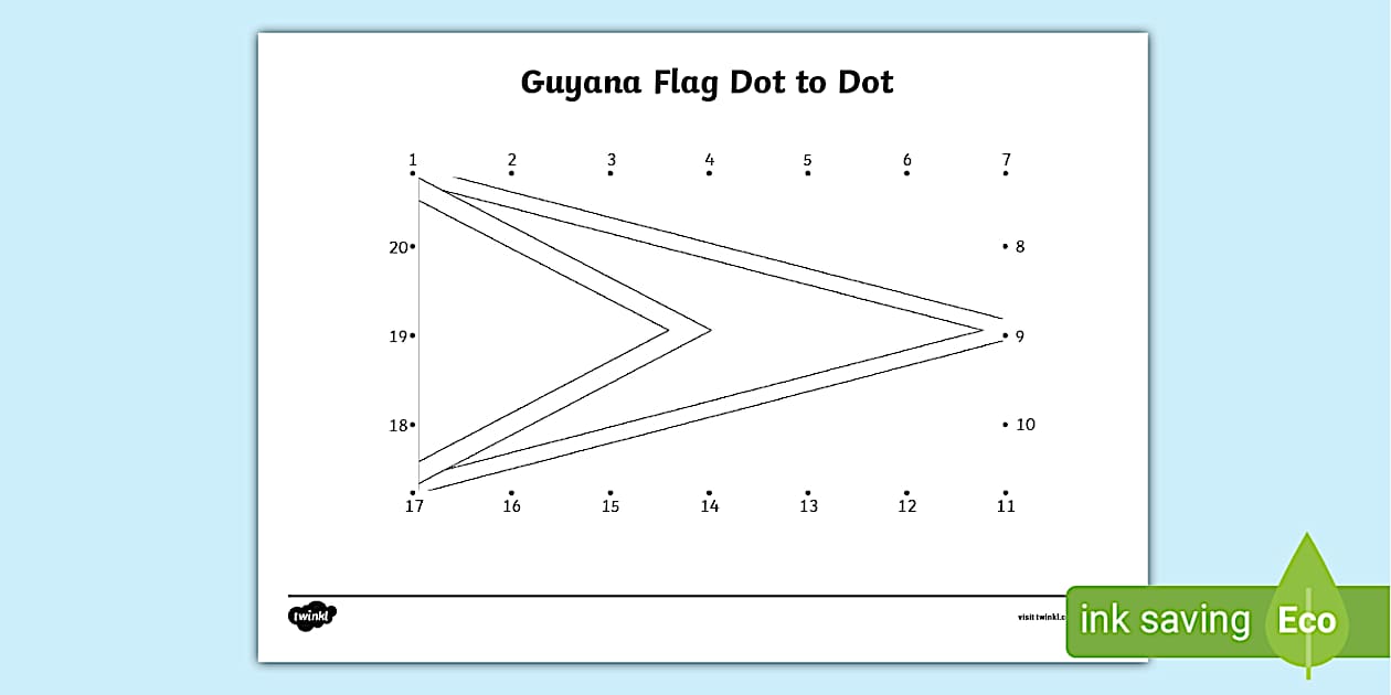 Guyana Flag Dot to Dot Worksheet | Primary Resources