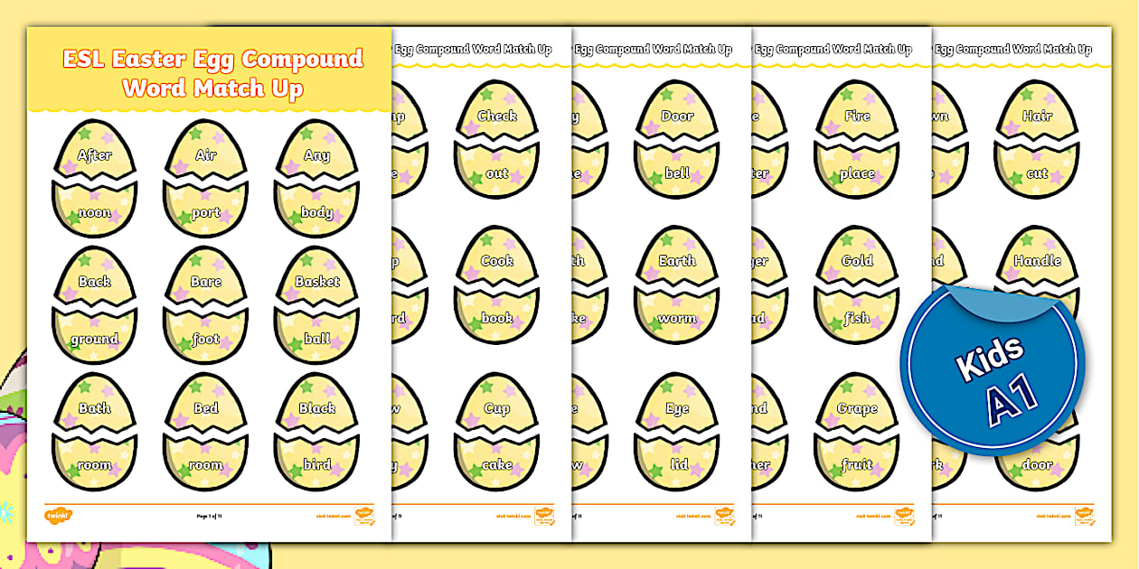 Easter Games ESL – Compound Words Match Up – Twinkl