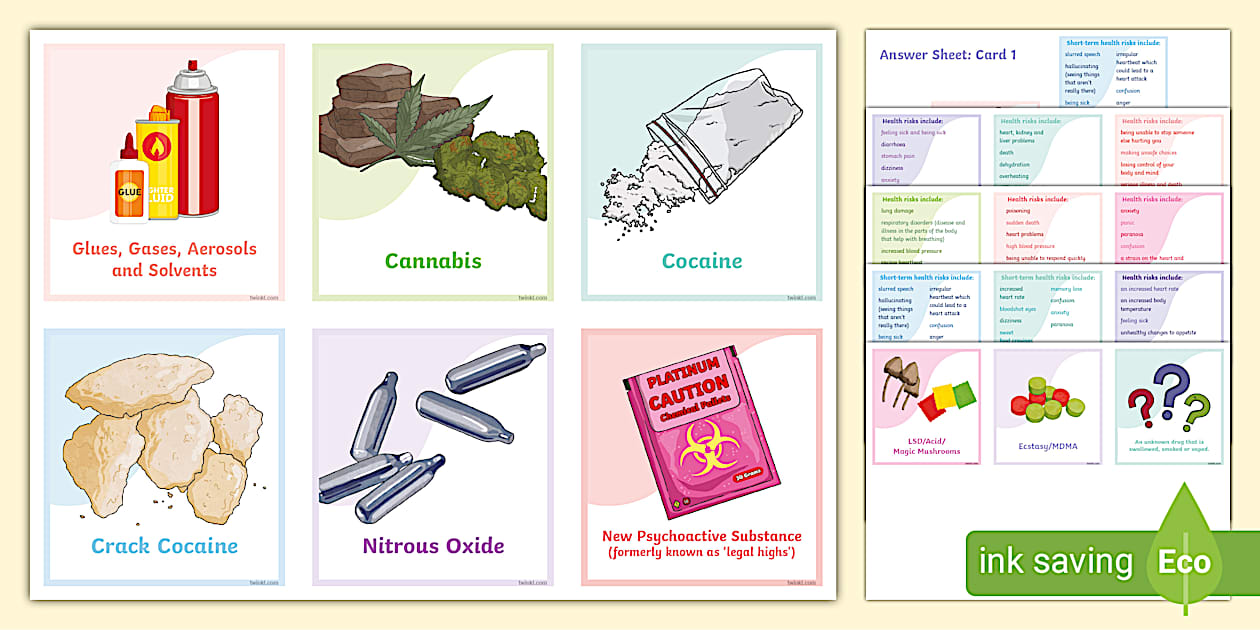 Illegal Drugs Risks Activity for Children - Matching Cards