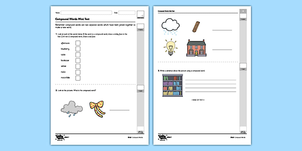 Compound Words Test | SPaG Mini Test (teacher made) - Twinkl