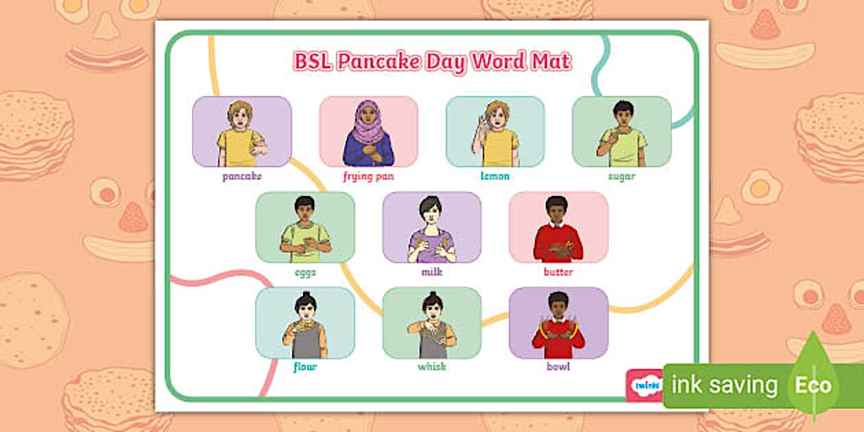 BSL Pancake Day Word Mat KS1 (Teacher-Made) - Twinkl