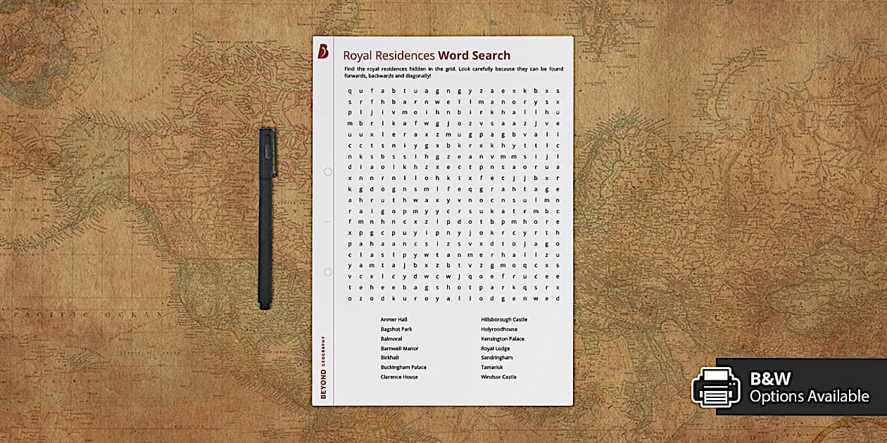 Coronation of King Charles III Royal Residences Word Search