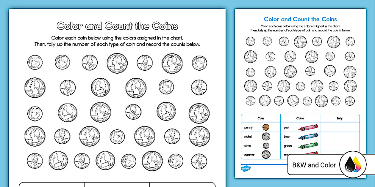 Color Coins Worksheet | Financial Literacy | Twinkl USA