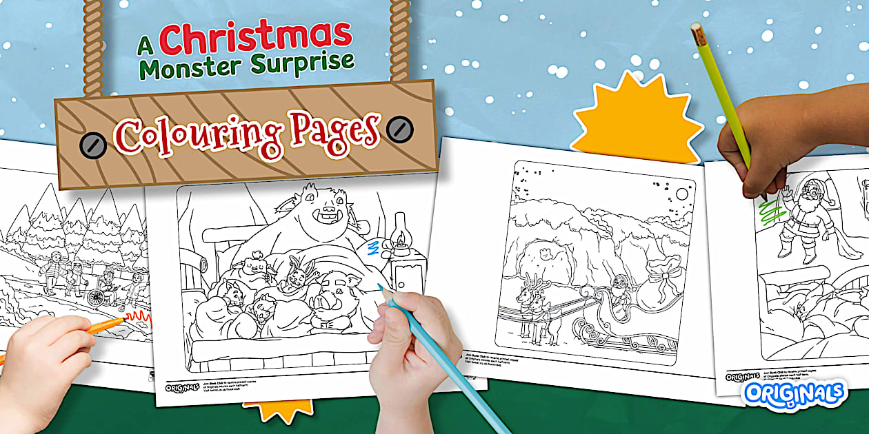 A Christmas Monster Surprise Colouring Pages