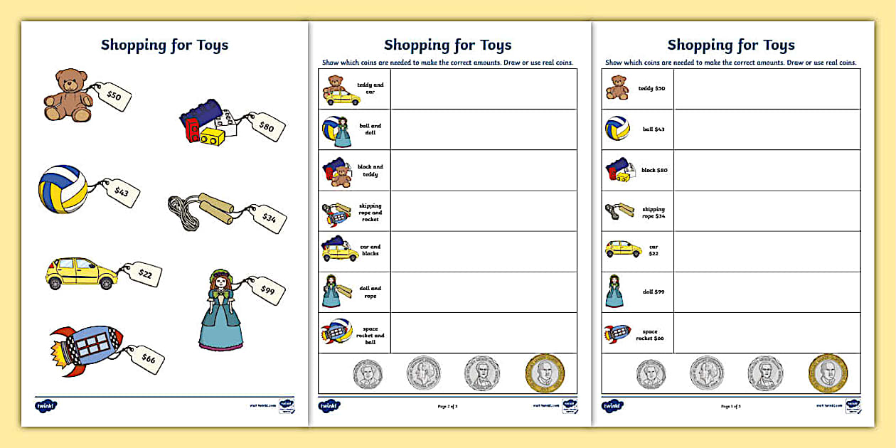 Toy Shopping List Worksheet | Primary Resources | Twinkl
