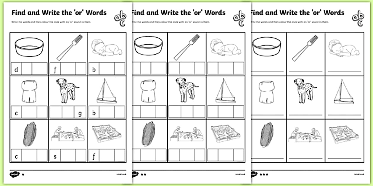 'OR' Sound Phonics Words Worksheet - Classroom Resource