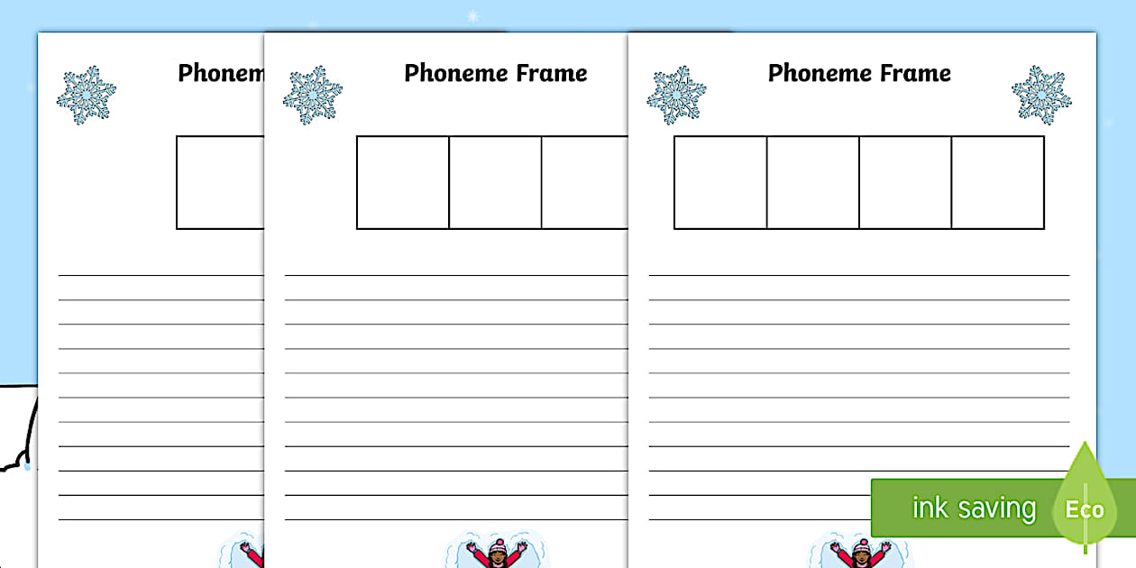 Winter Themed Phoneme Frame Worksheet / Worksheets - Twinkl