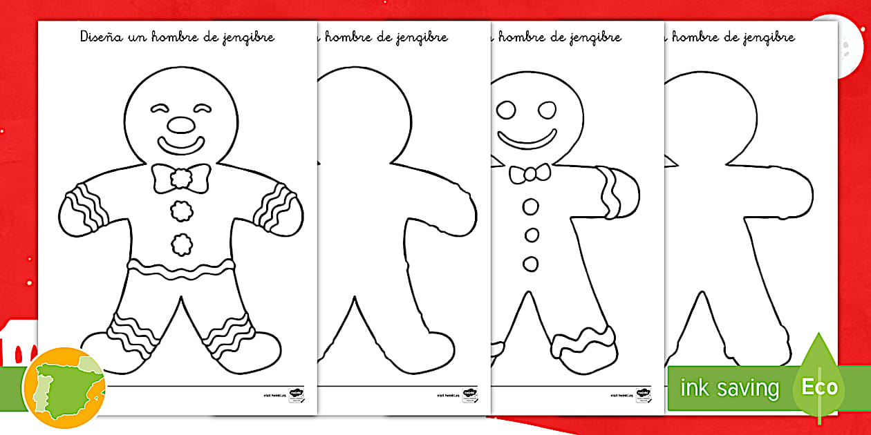 Hojas de colorear Hombres de jengibre - Twinkl