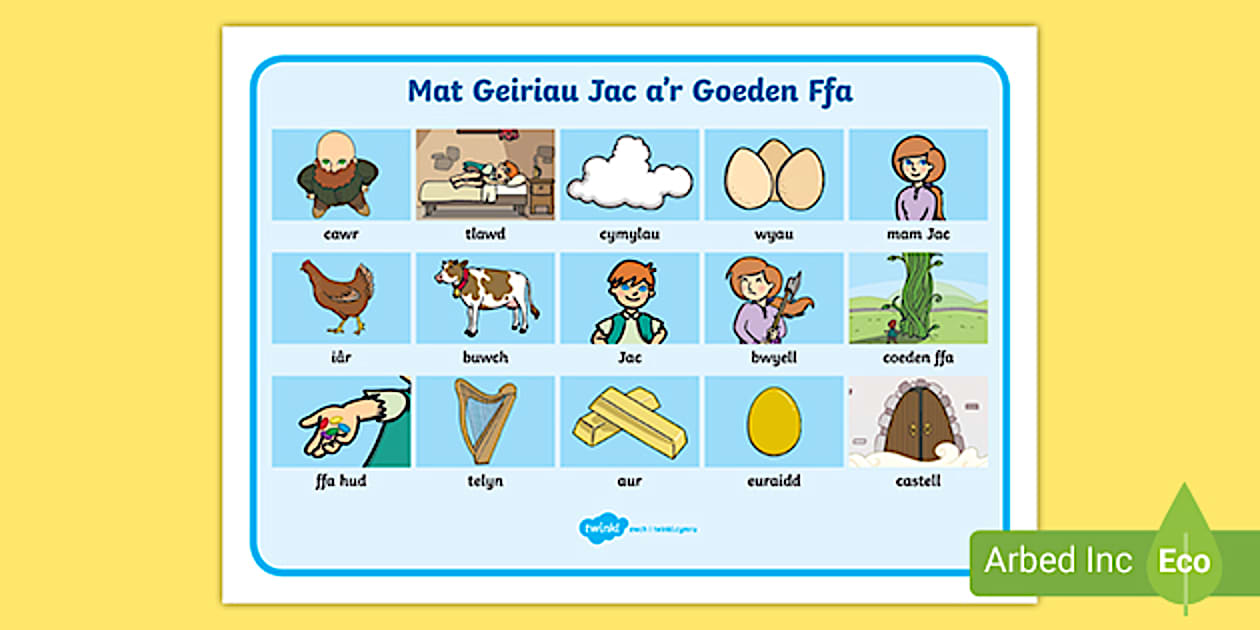 Mat Geiriau Jac a’r Goeden Ffa (teacher made) - Twinkl