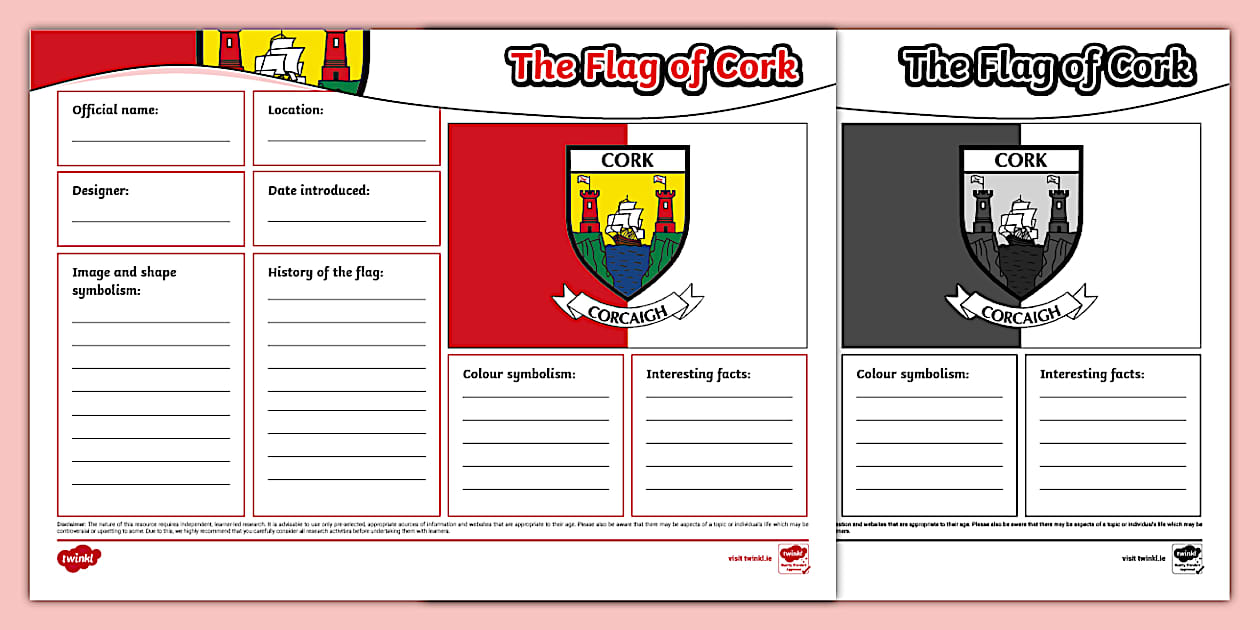 * NEW * Cork Flag Fact File Template (teacher made)