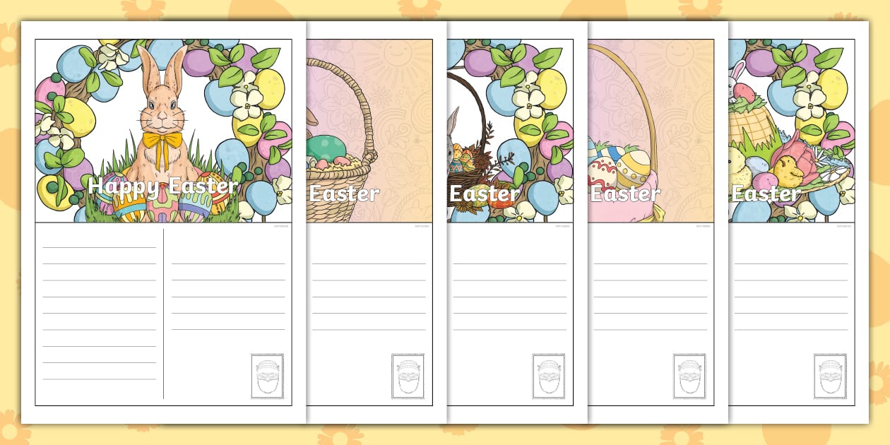Happy Easter Postcard Template (teacher made) - Twinkl