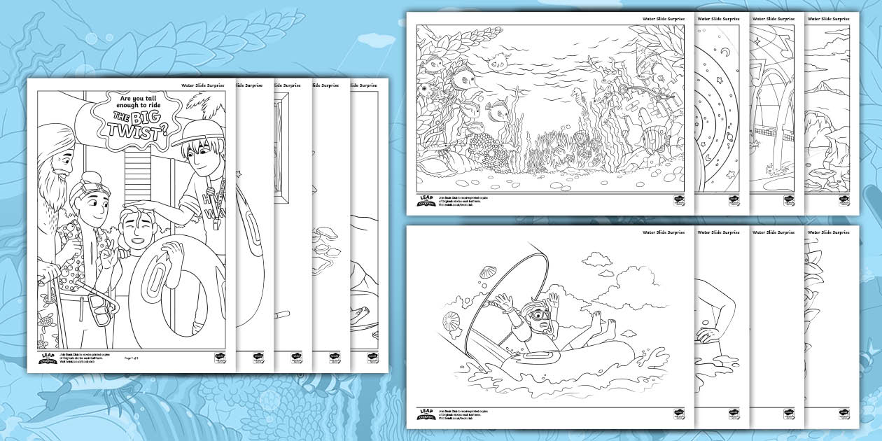 Water Slide Surprise Colouring Pages (teacher made) - Twinkl