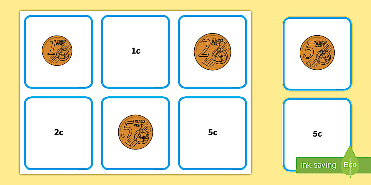 Junior Infants Euro Coin and Amount Matching Cards - Twinkl