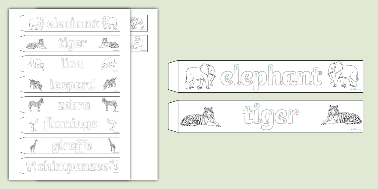 Zoo Animals Handwriting Paper Chain Activity (teacher made)