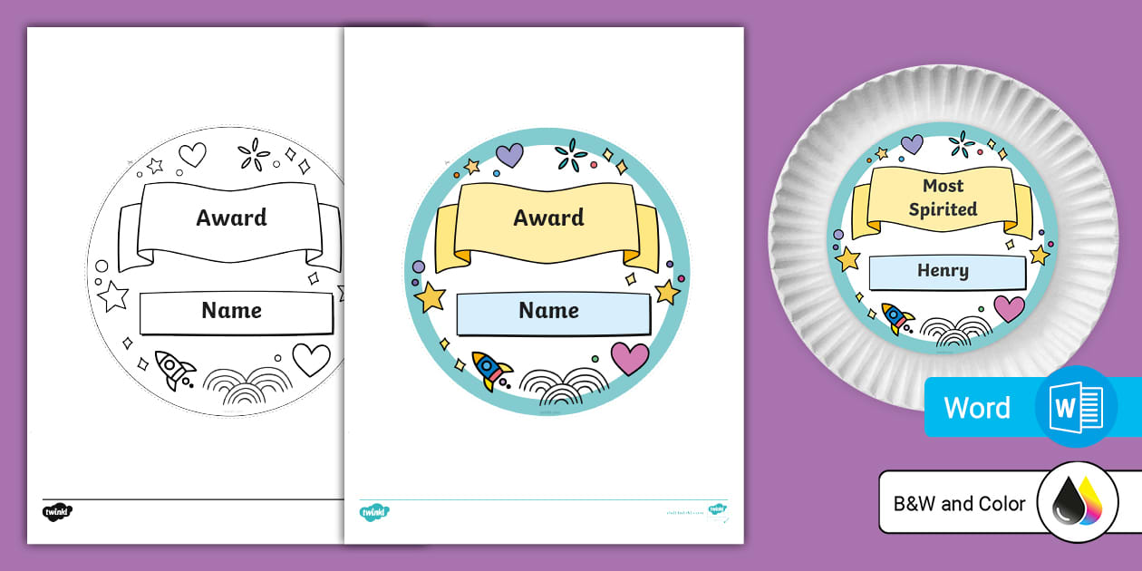 Editable End of Year Paper Plate Awards (teacher made)