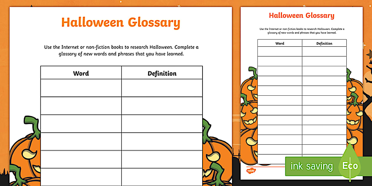 Halloween Glossary Worksheet / Worksheet (teacher made)