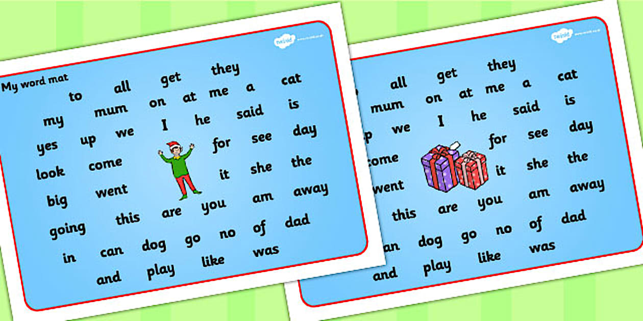 Cursive Elf Themed Phase FS2 Word Mat (teacher made)