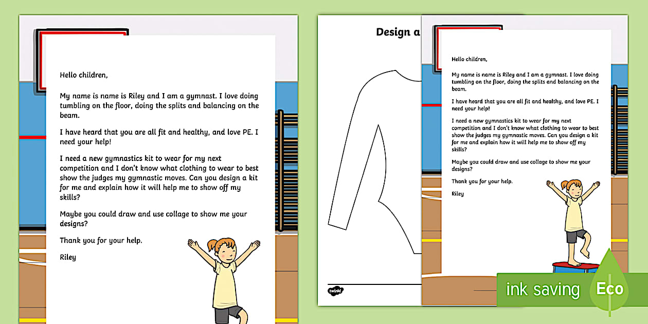 Editable Gymnast Letter and Resource Pack (teacher made)