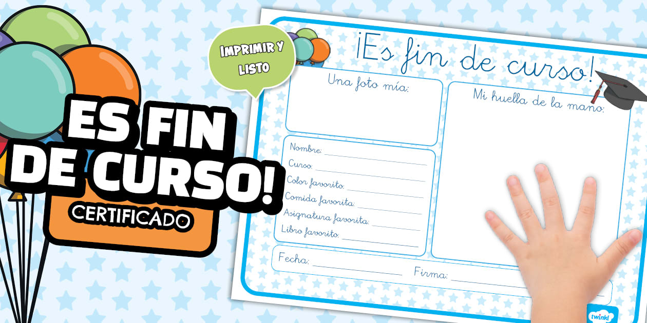 Certificado: ¡Es fin de curso!