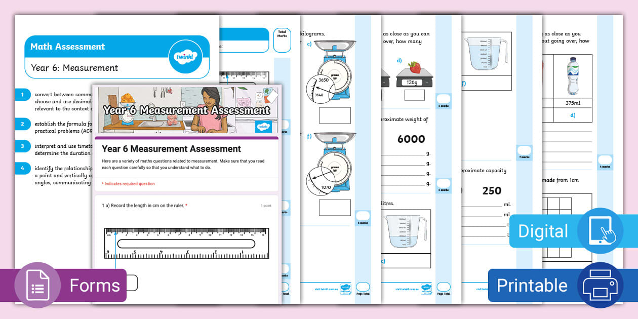Year 6 Measurement Assessment Pack (Teacher-Made) - Twinkl