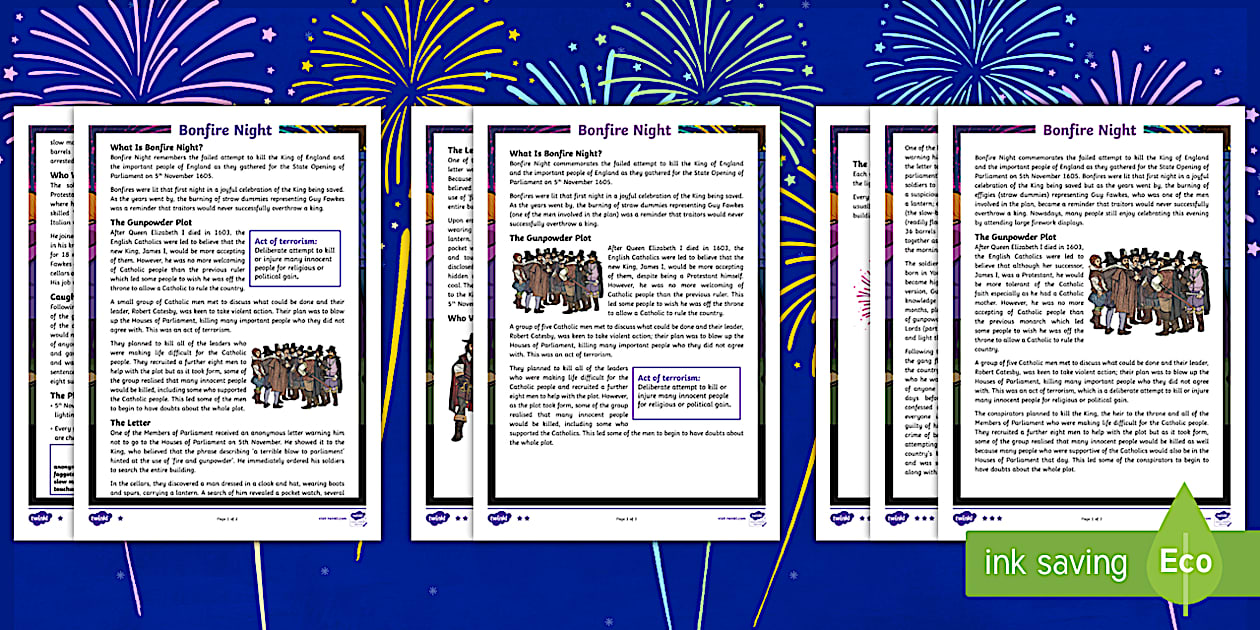 Bonfire Night Differentiated Reading Comprehension Activity