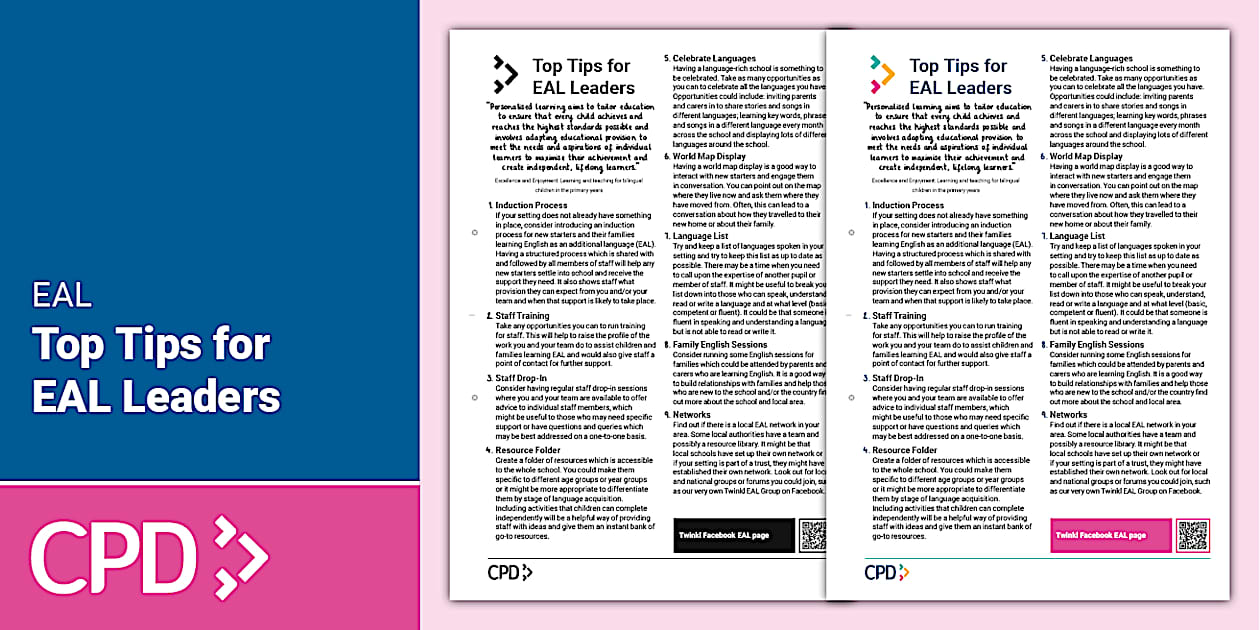 Top Tips for EAL Leaders CPD (teacher made) - Twinkl