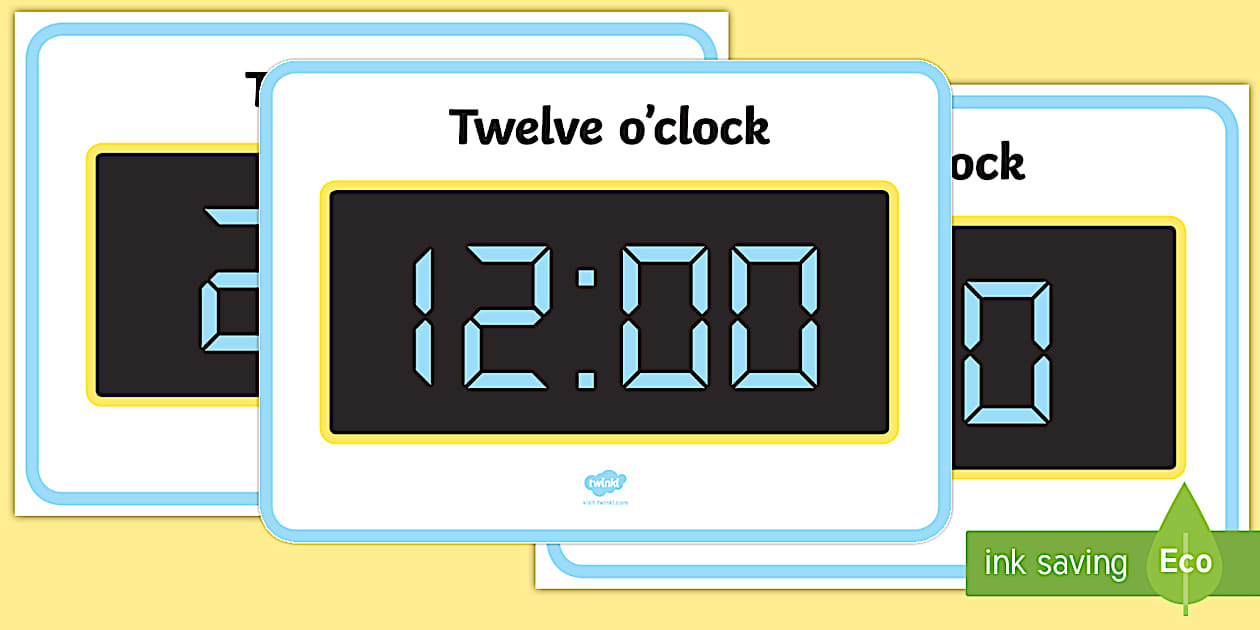 Digital Clocks - Hourly O Clock - Twinkl
