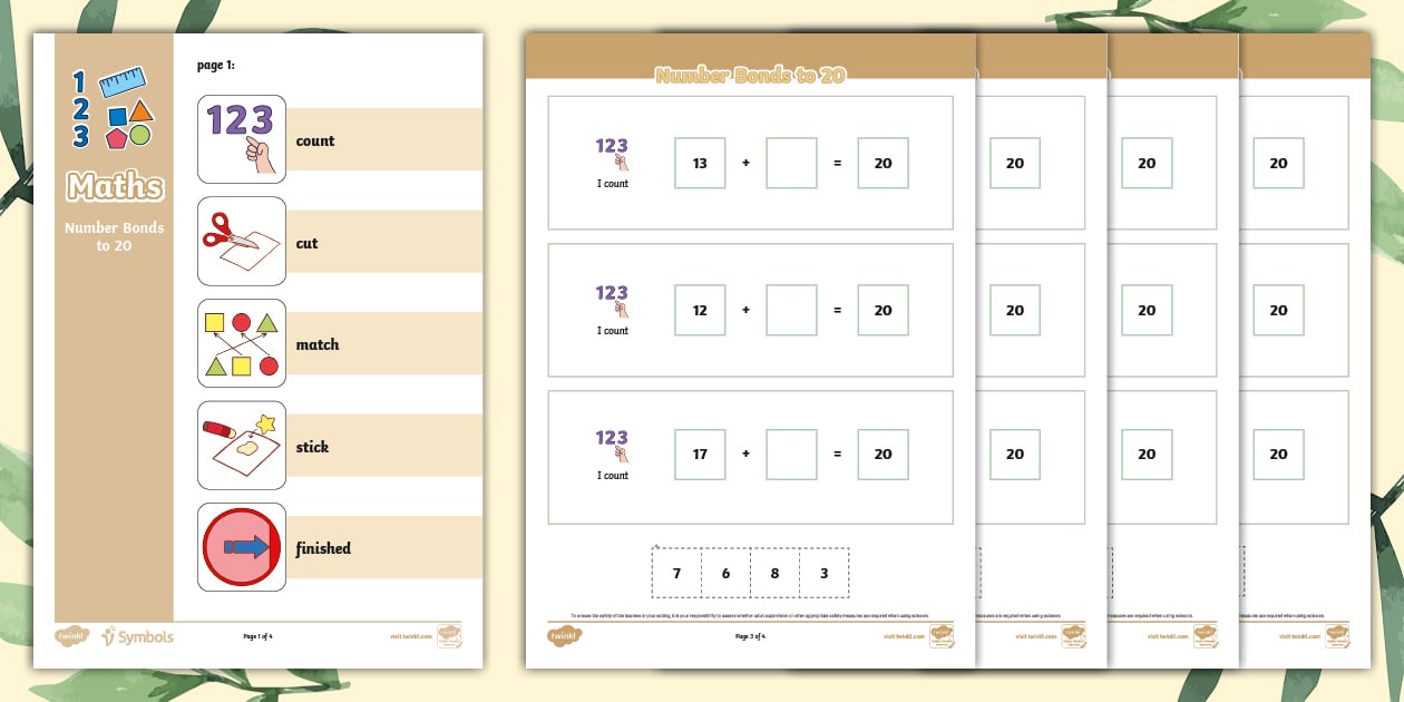 SEND Structured Steps Maths Number Bonds to 20 - Twinkl